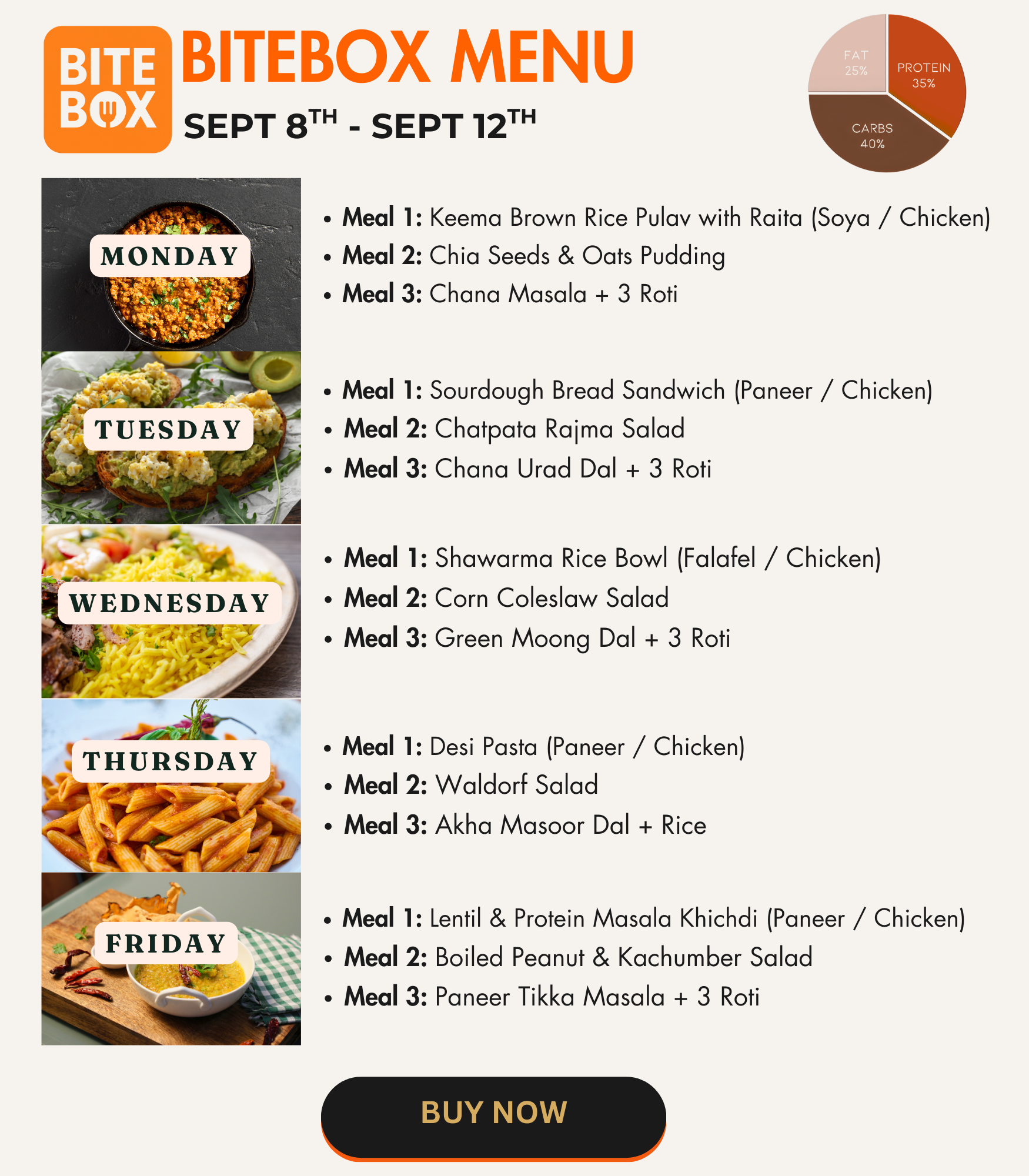 BiteBox Meals (Upto 100 Gms Protein Per Day)